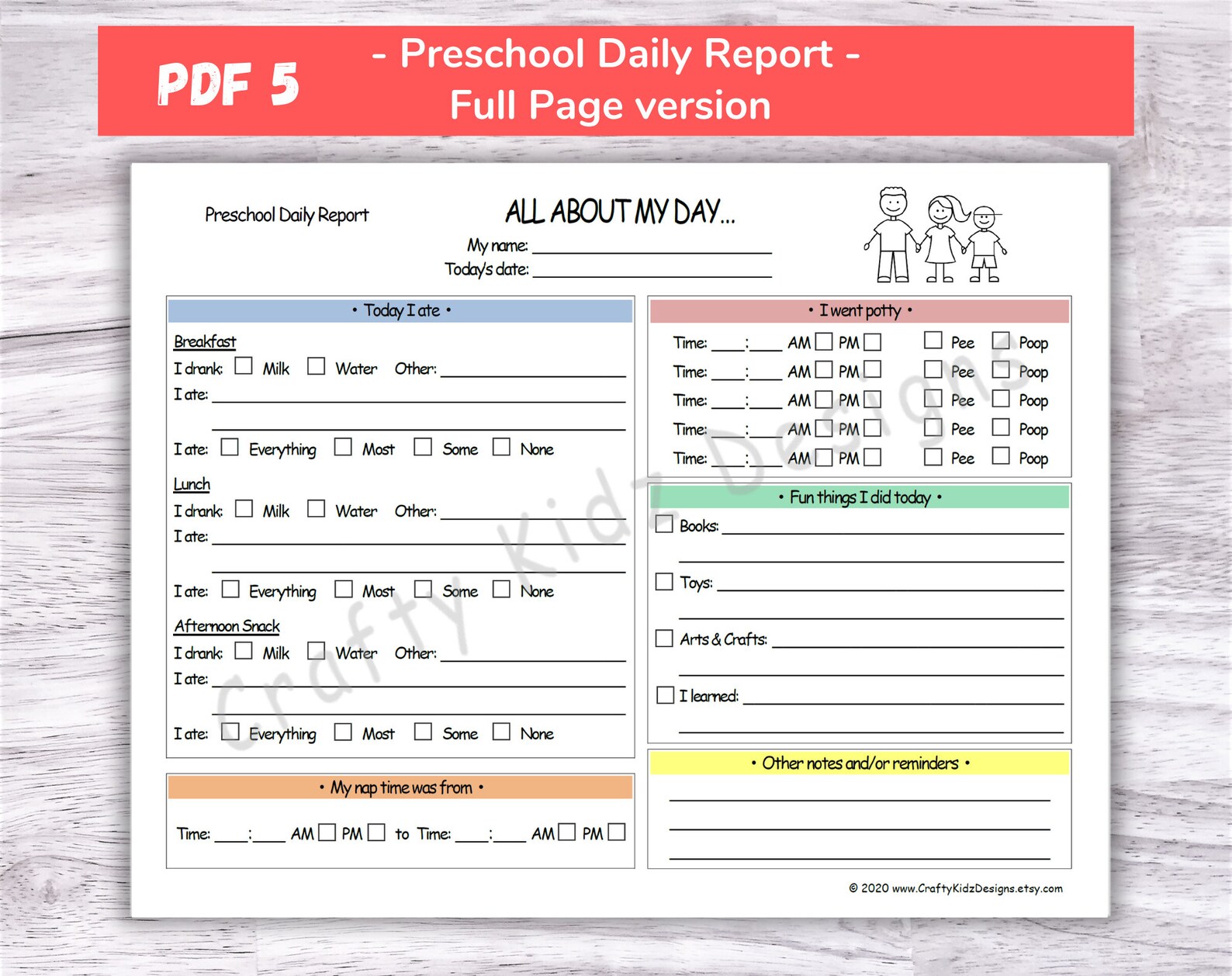 Infant, Toddler and Preschool Daily Reports Perfect for Home Daycares ...