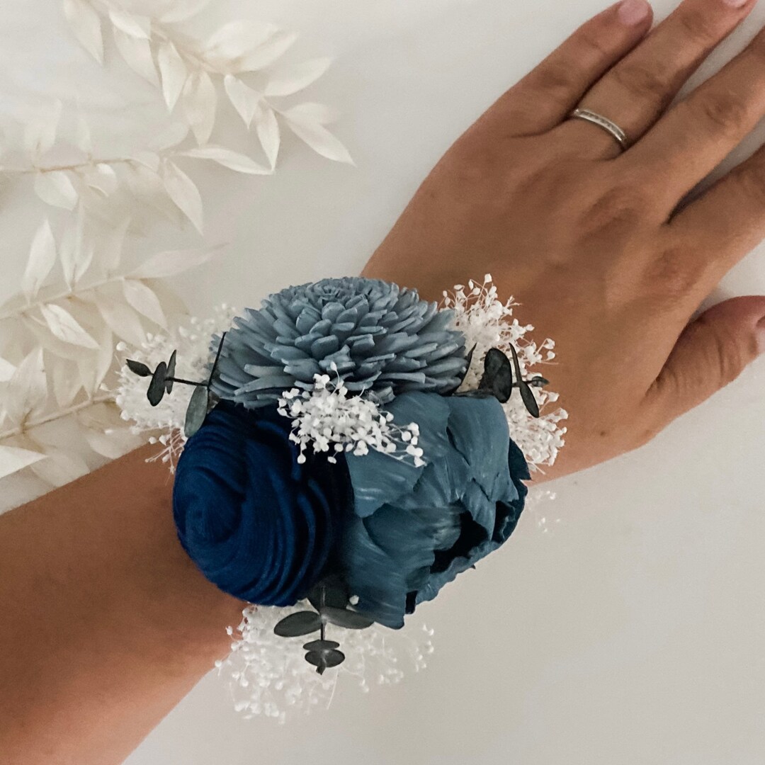 Sola Flower Blue Corsage, Bridesmaid Corsage, Prom Corsage - Etsy