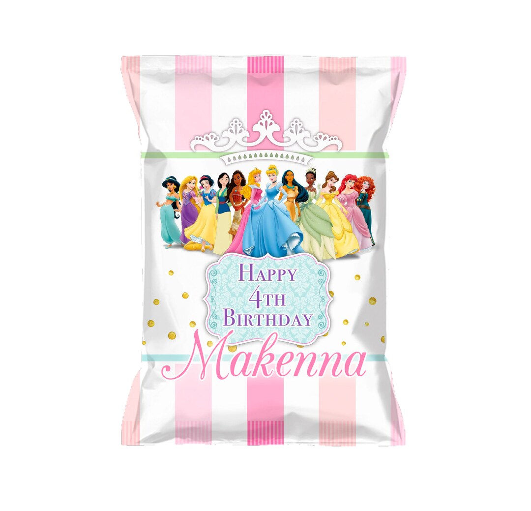 Disney Princess Party Custom Chip Bags, Snack Bags, Pouches, SET of 12 - Etsy