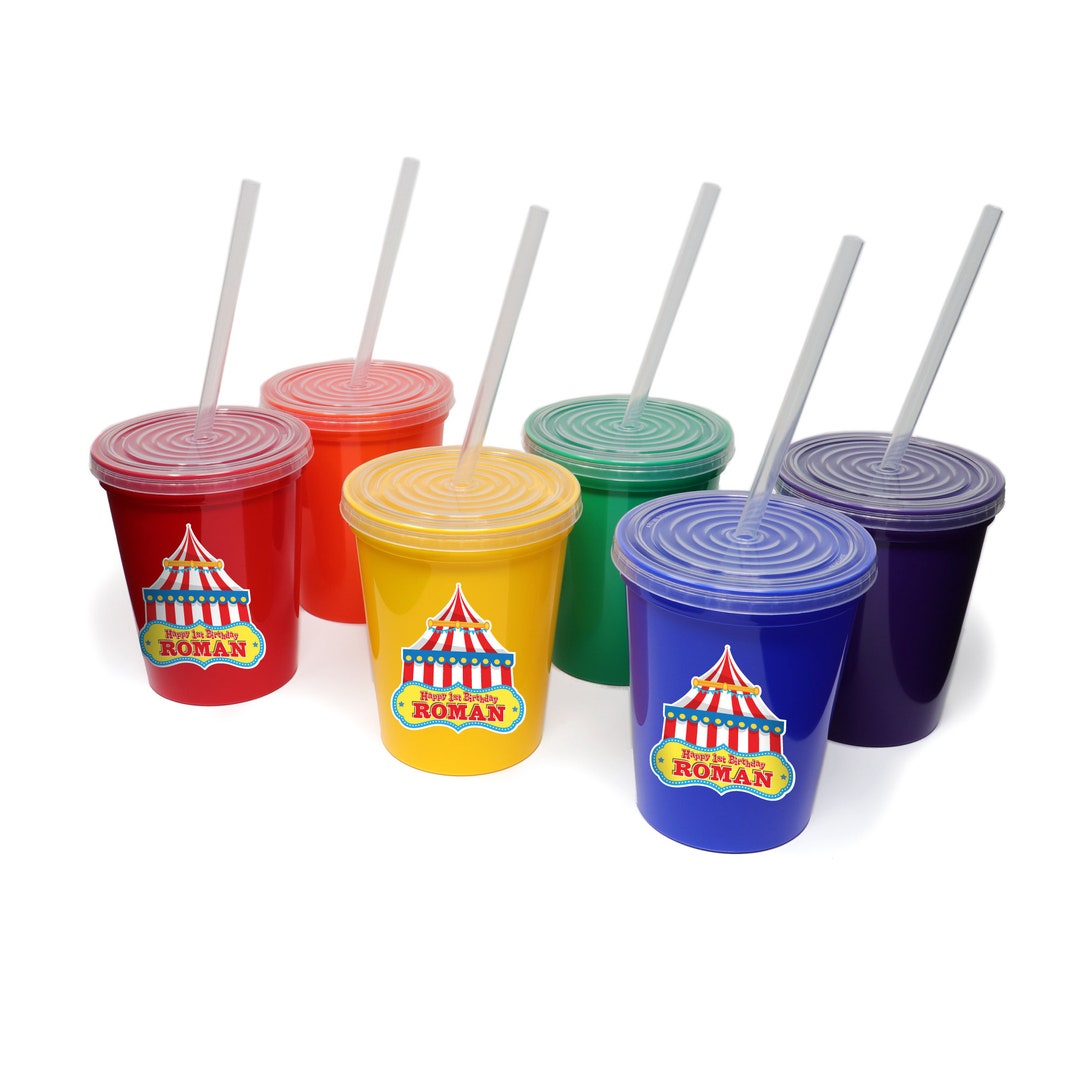 Personalized Party Cups With Lids and Straws: 16 Oz, Set of 8 - Etsy