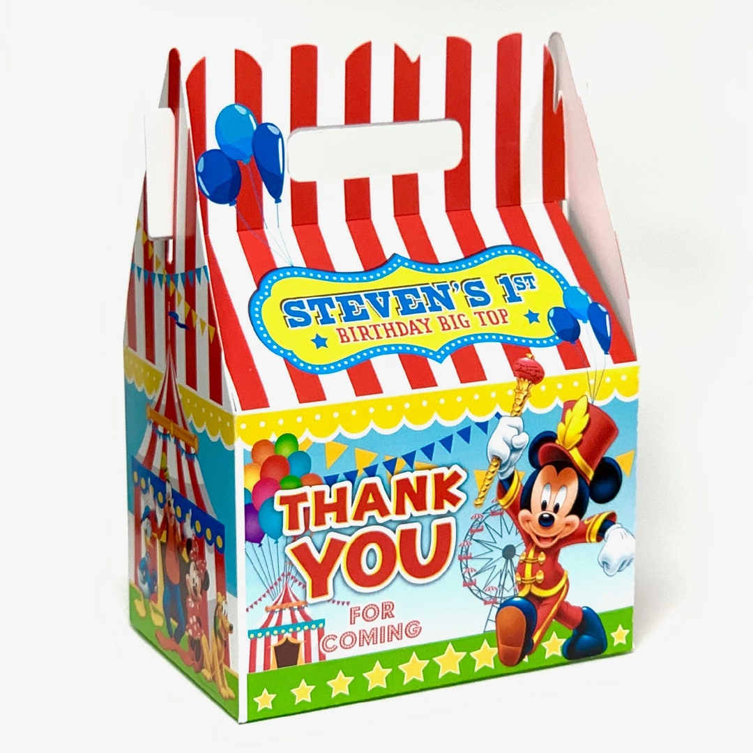 Mickey Mouse Circus Ringmaster Personalized Gable Favor Boxes, Pack of ...