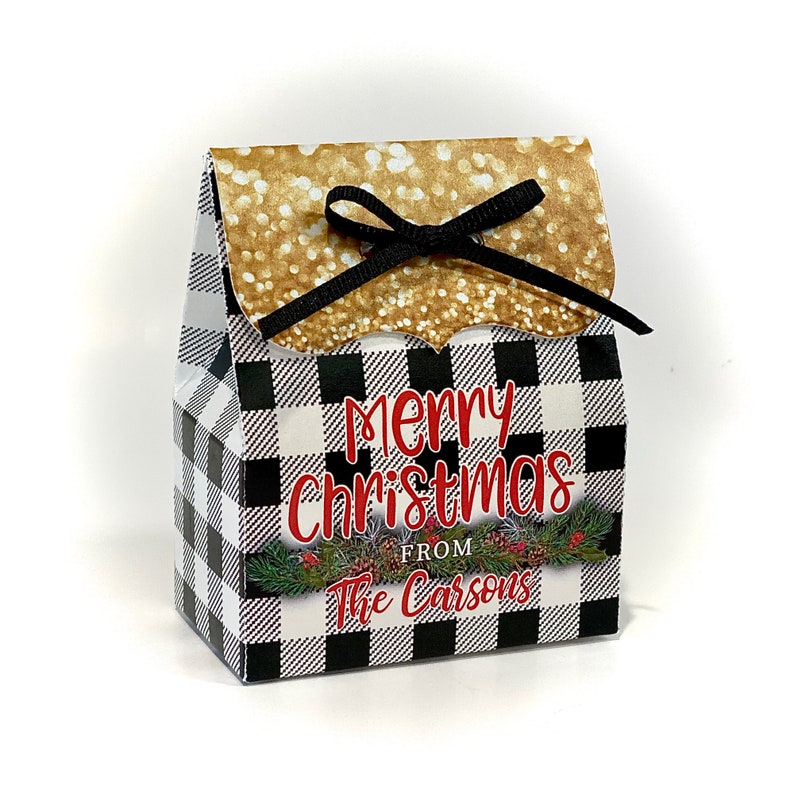 Personalized Tent Candy Favor Boxes Christmas White Buffalo | Etsy