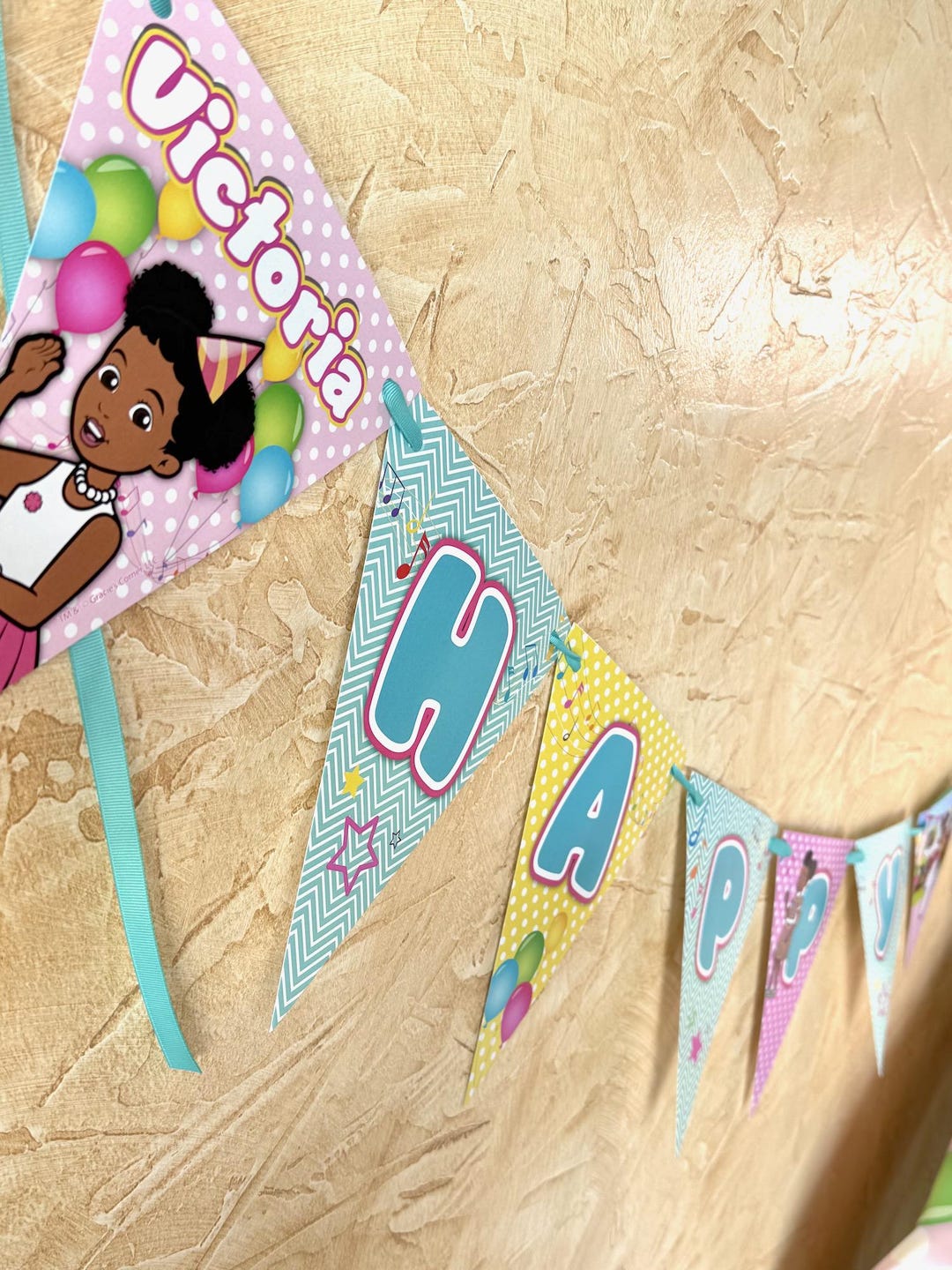 Gracie's Corner© Happy Birthday Personalized Banner Decoration, Pennant ...