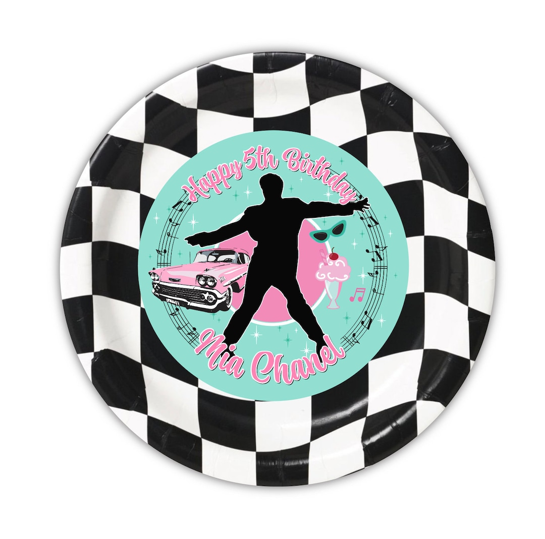 50's Diner Vintage Rock'n'roll Party Personalized Meal Plates, Pack of ...