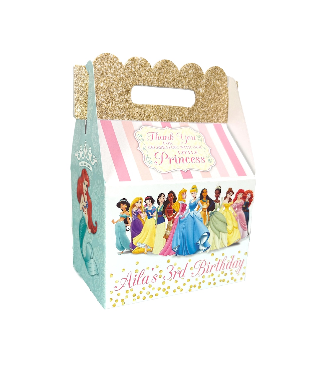 Disney Princess Birthday Personalized Party Favor Box, 8 Count, Goody ...