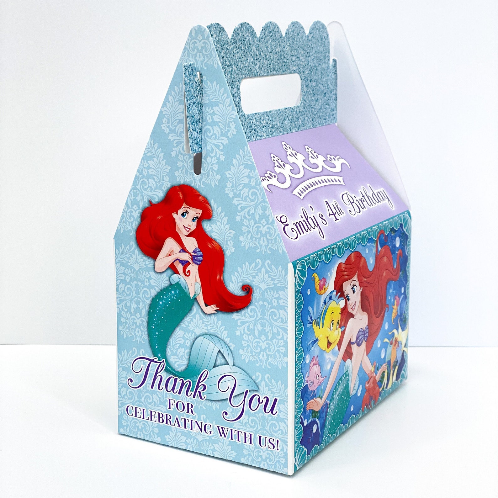 Princess Ariel Little Mermaid Birthday Personalized Gable Favor Goody ...