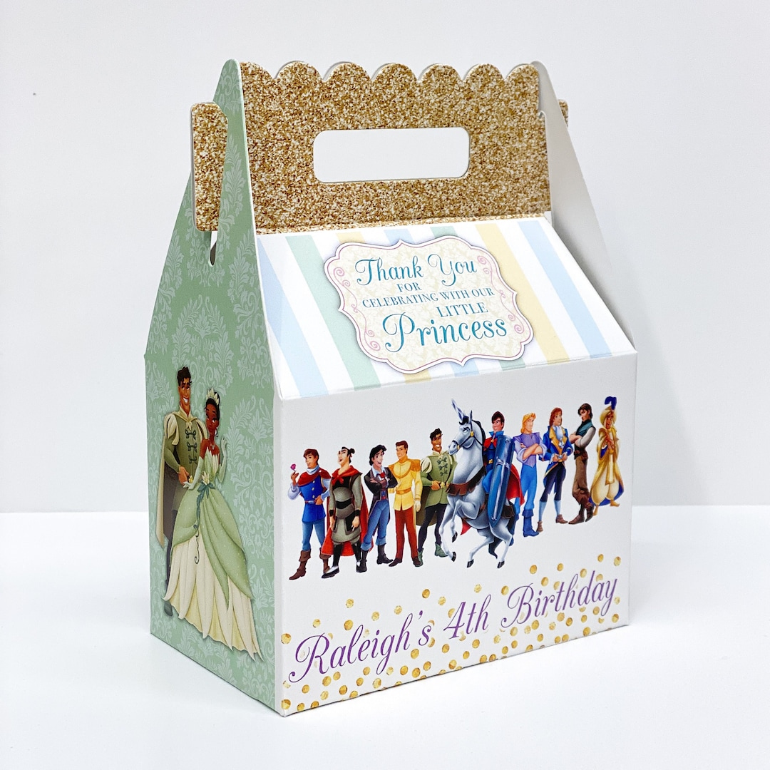Disney Prince Boy Box for Princess Partyparty, Qty 8 Personalized Gable ...