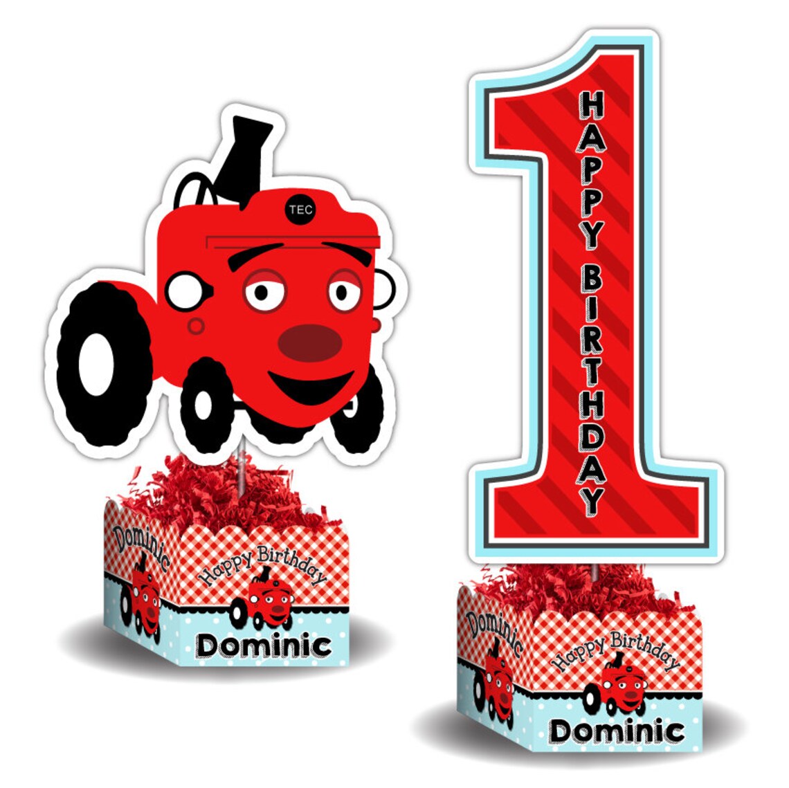 Tec the Tractor Babyfirst TV 1st 2nd Birthday Personalized Table ...