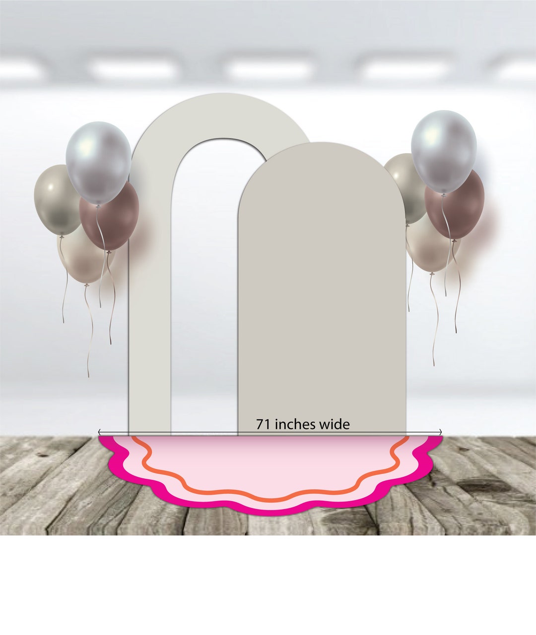 Custom Print, Your Theme Vinyl Floor-drop, WAVE CUT, Half Circle, Party ...