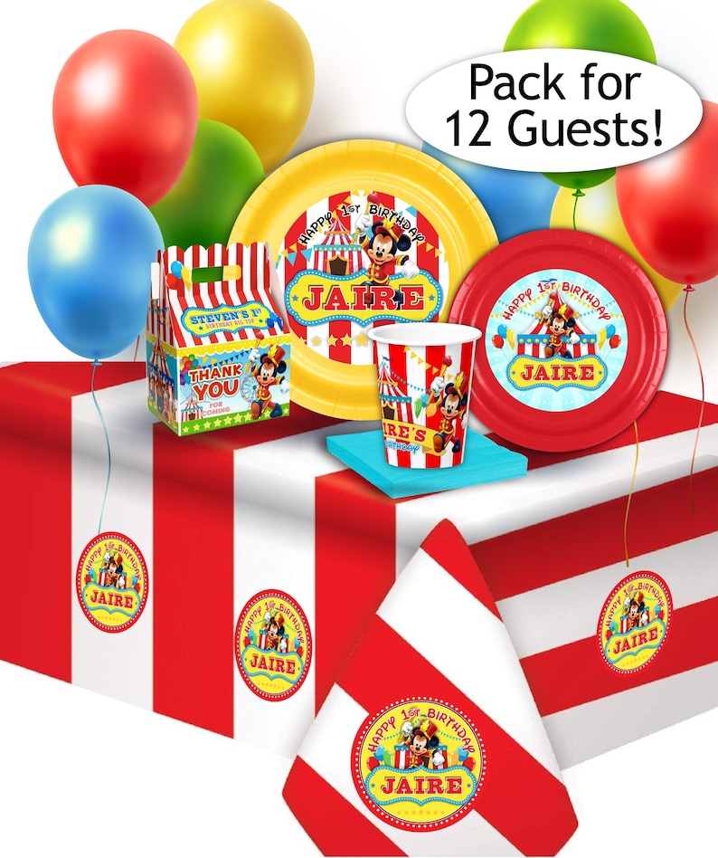 Mickey Mouse Circus Carnival Birthday Party Basic Party Pack - Etsy