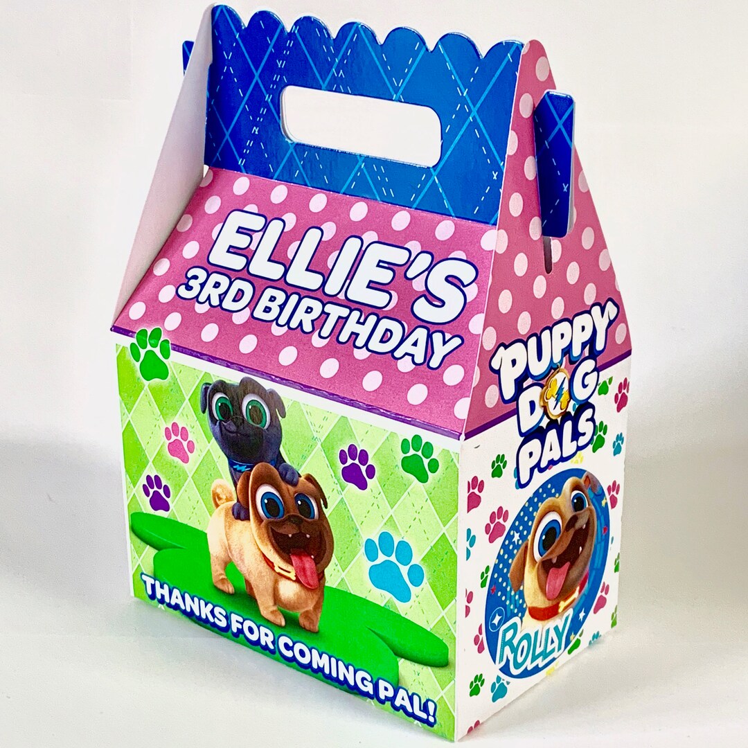 Puppy Dog Pals Girl Birthday Party, Personalized Gable Favor Boxes Pink ...