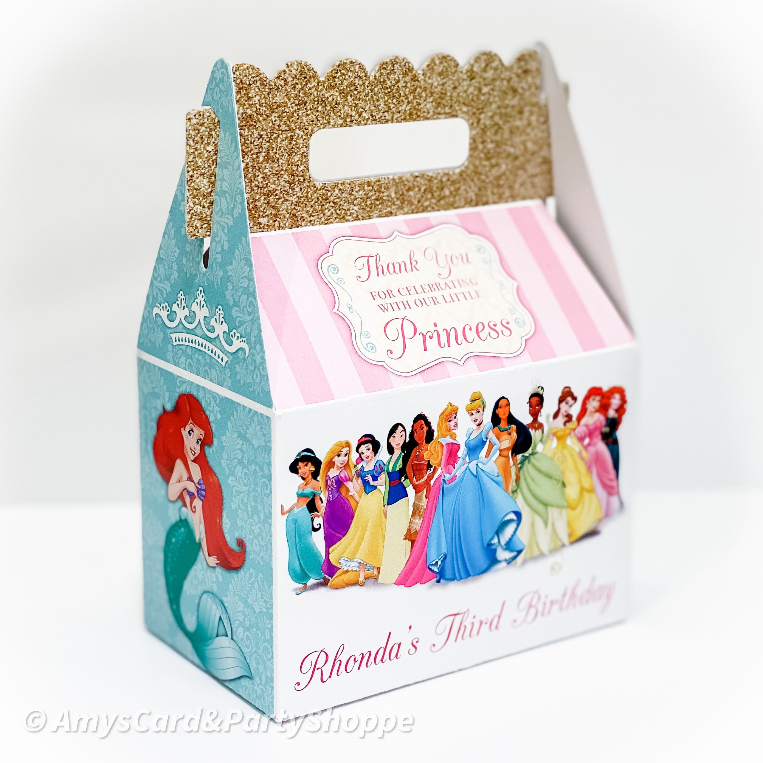 Disney Princess Birthday Personalized Qty 8 Gable Favor Goody - Etsy