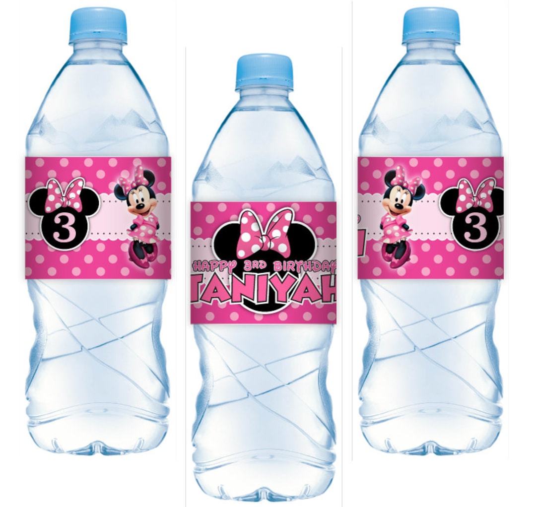 Minnie Mouse Party Personalized Water Bottle Labels PACK of 10 - Etsy