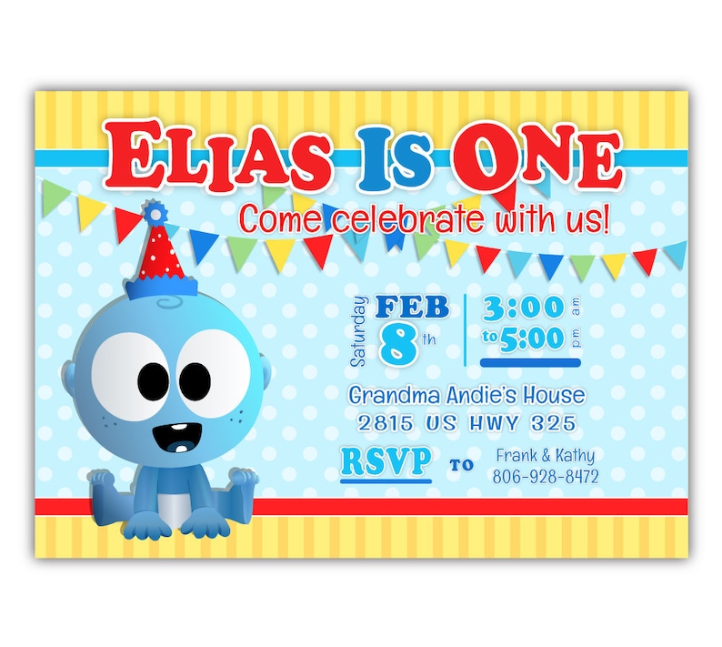 Googoo Babyfirsttv 1st Birthday Invitations for Baby Boy Set - Etsy