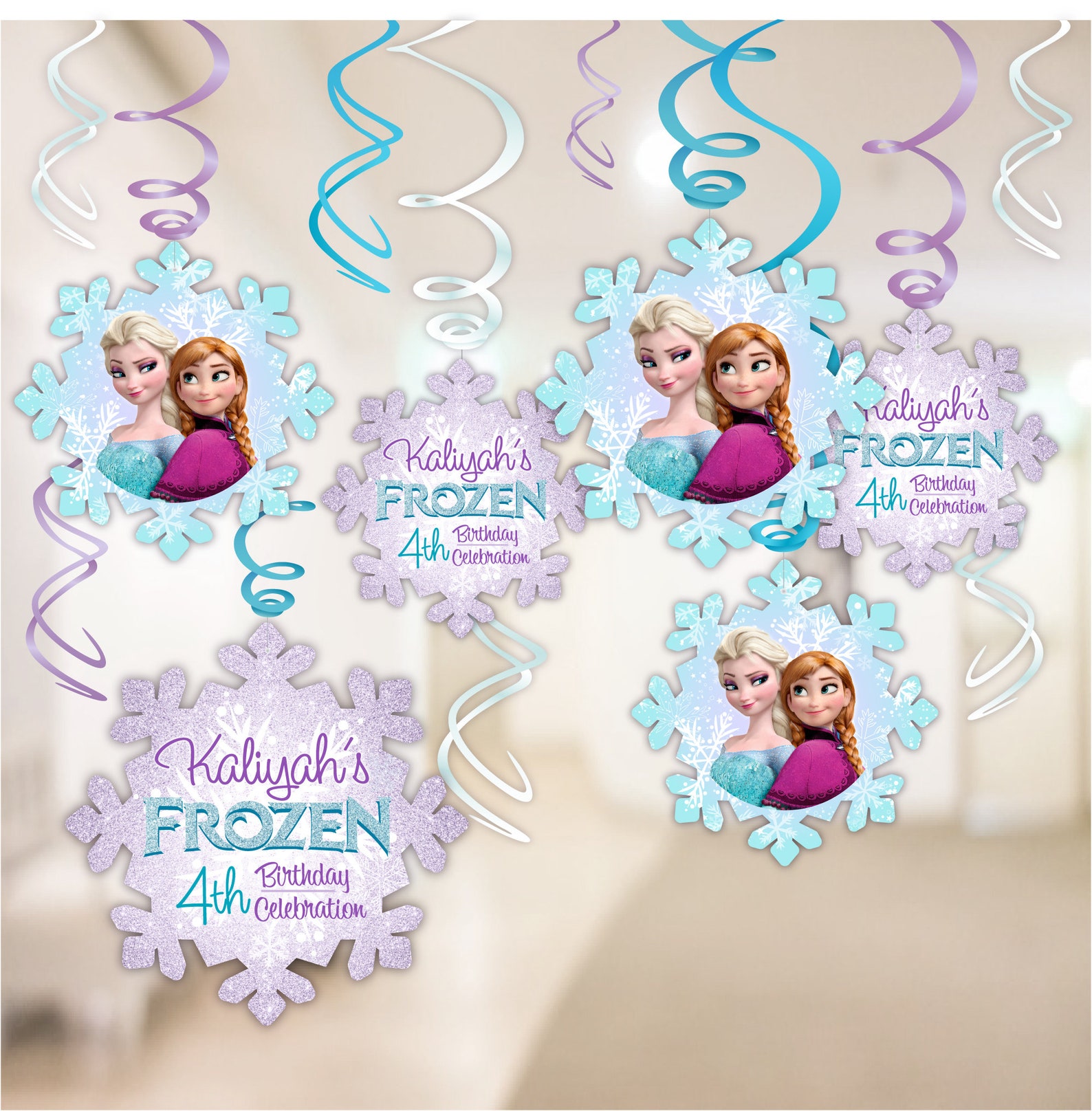 Frozen Snowflake Personalized Dangler Decorations, Princess Elsa & Anna ...