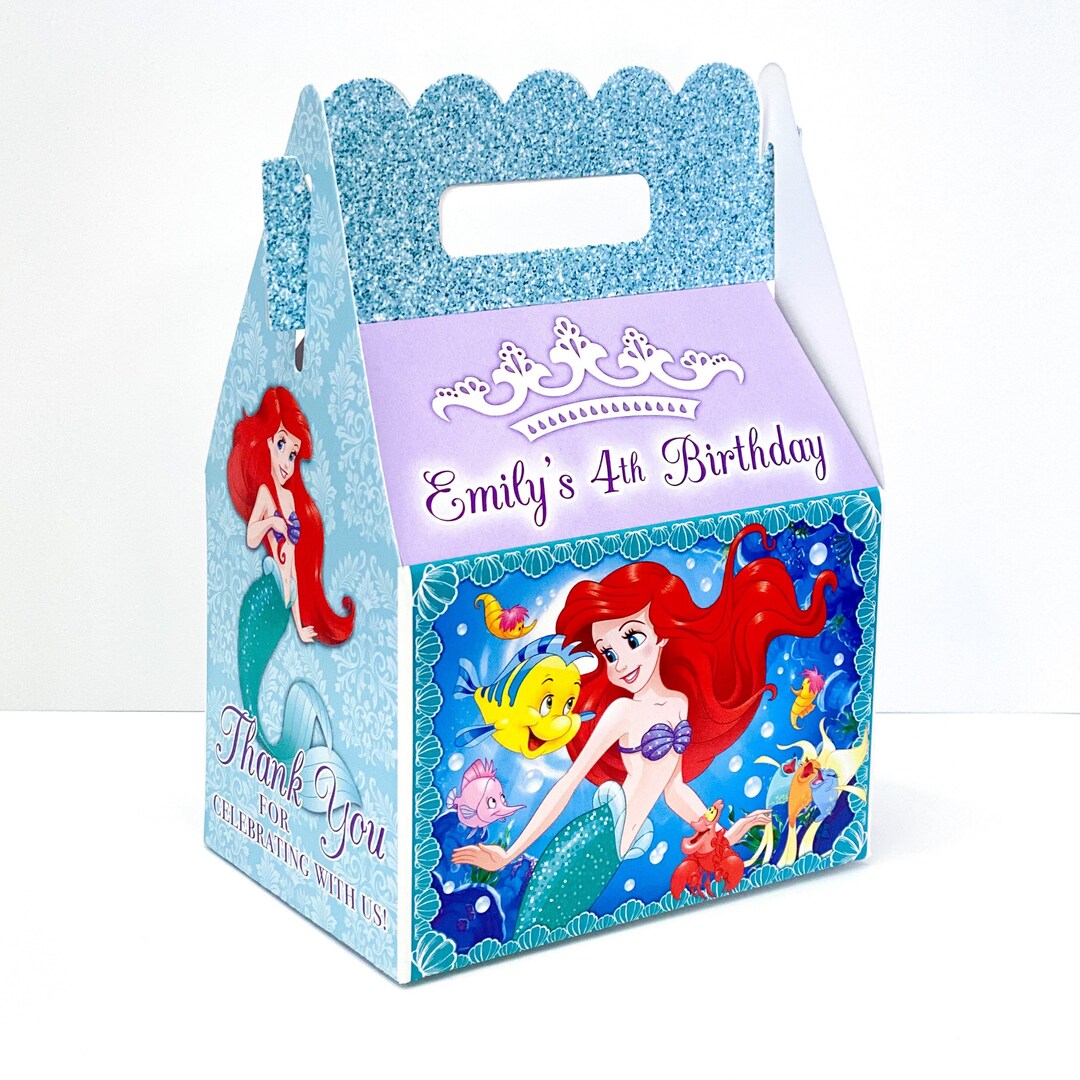 Princess Ariel Little Mermaid Birthday Personalized Gable Favor Goody ...