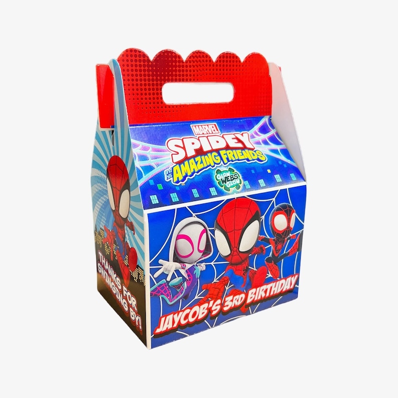Spidey and Friends Birthday Party Favor Boxes: Personalized Gable Boxes ...
