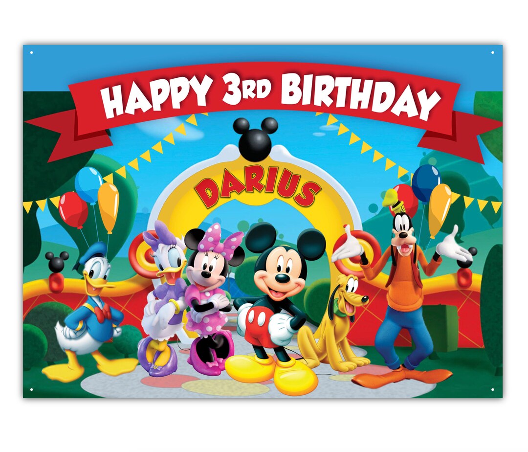 Mickey Mouse Clubhouse Party Decoration Large Vinyl Banner Backdrop - Etsy