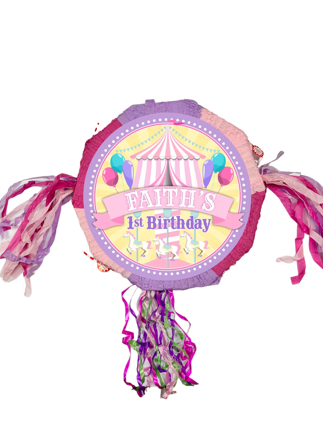 Circus Carnival Piñata, Personalized Custom Made for Pink Carnival Girl ...