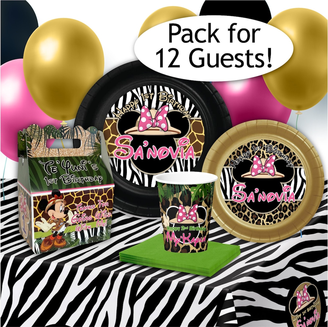 Minnie Mouse Jungle Safari Birthday Party Pack, BASIC Party Bundle for ...