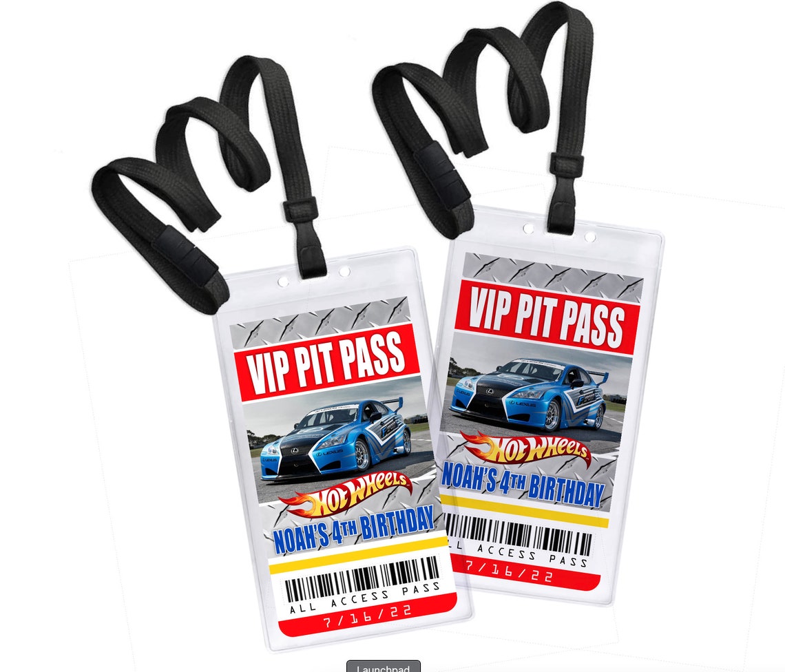 Race Car Party VIP Pit Pass in Pouch With Lanyard Set of 10 - Etsy