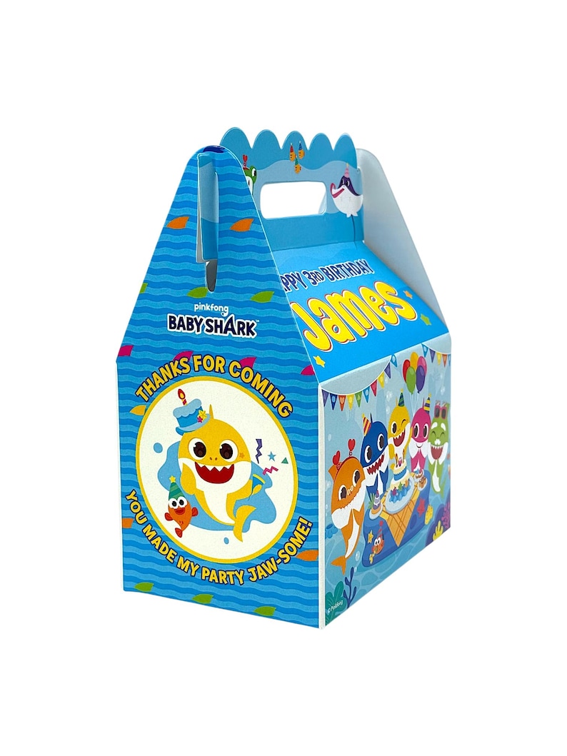 Baby Shark Party Favor Boxes: Personalized Gable Goody Bags, Set of 8 ...