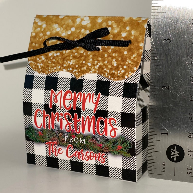 Personalized Tent Candy Favor Boxes Christmas White Buffalo | Etsy