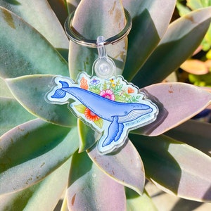 Whale Keychain | Whale Gift | Acrylic Keychain | Floral Keychain ...