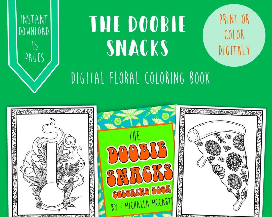 Doobie Snacks Coloring Book 420 Gift digital Coloring Book Adult ...