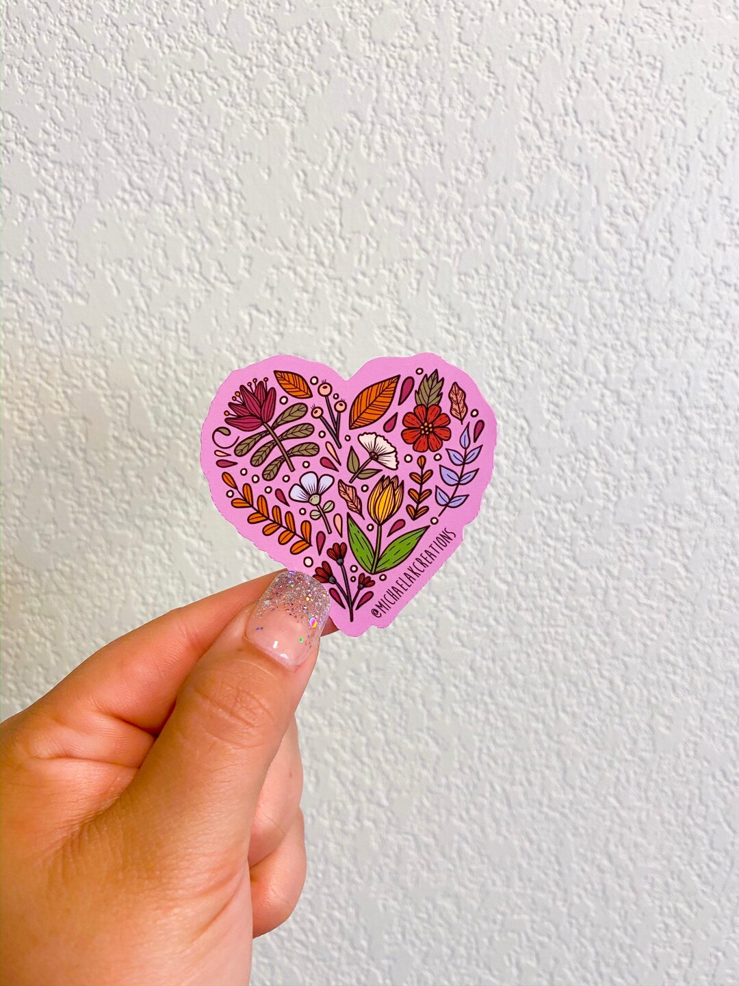 Pink Flower Heart Sticker | Heart Sticker |stickers | Stickers for ...