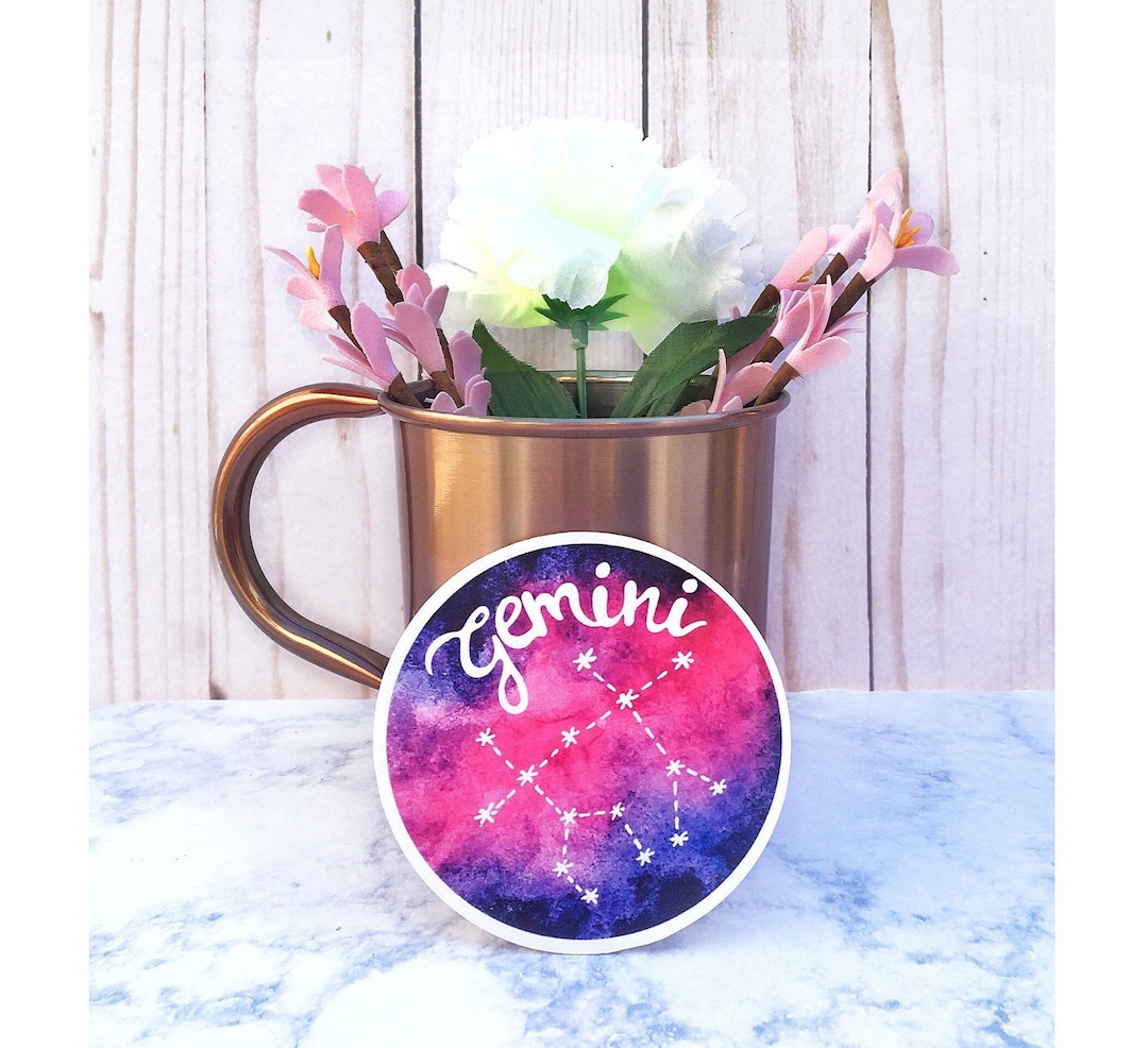 GEMINI Sticker, Watercolor Sticker, Round Sticker, Zodiac, Zodiac ...