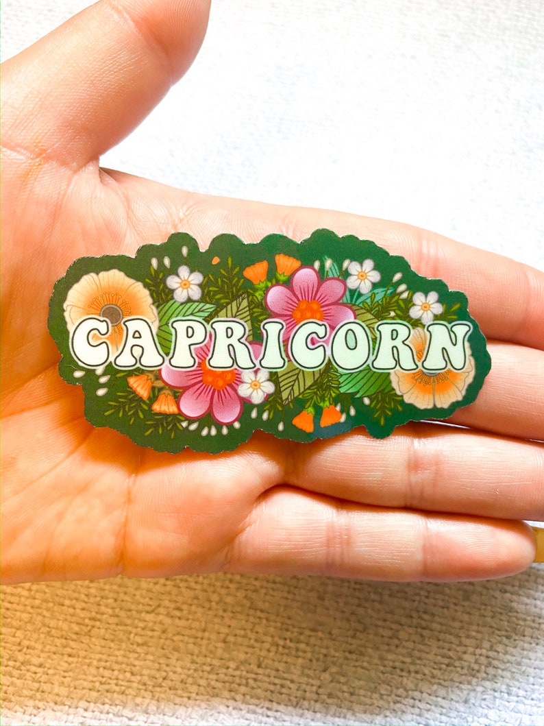 Capricorn Sticker Zodiac Sticker Floral Capricorn Sticker - Etsy