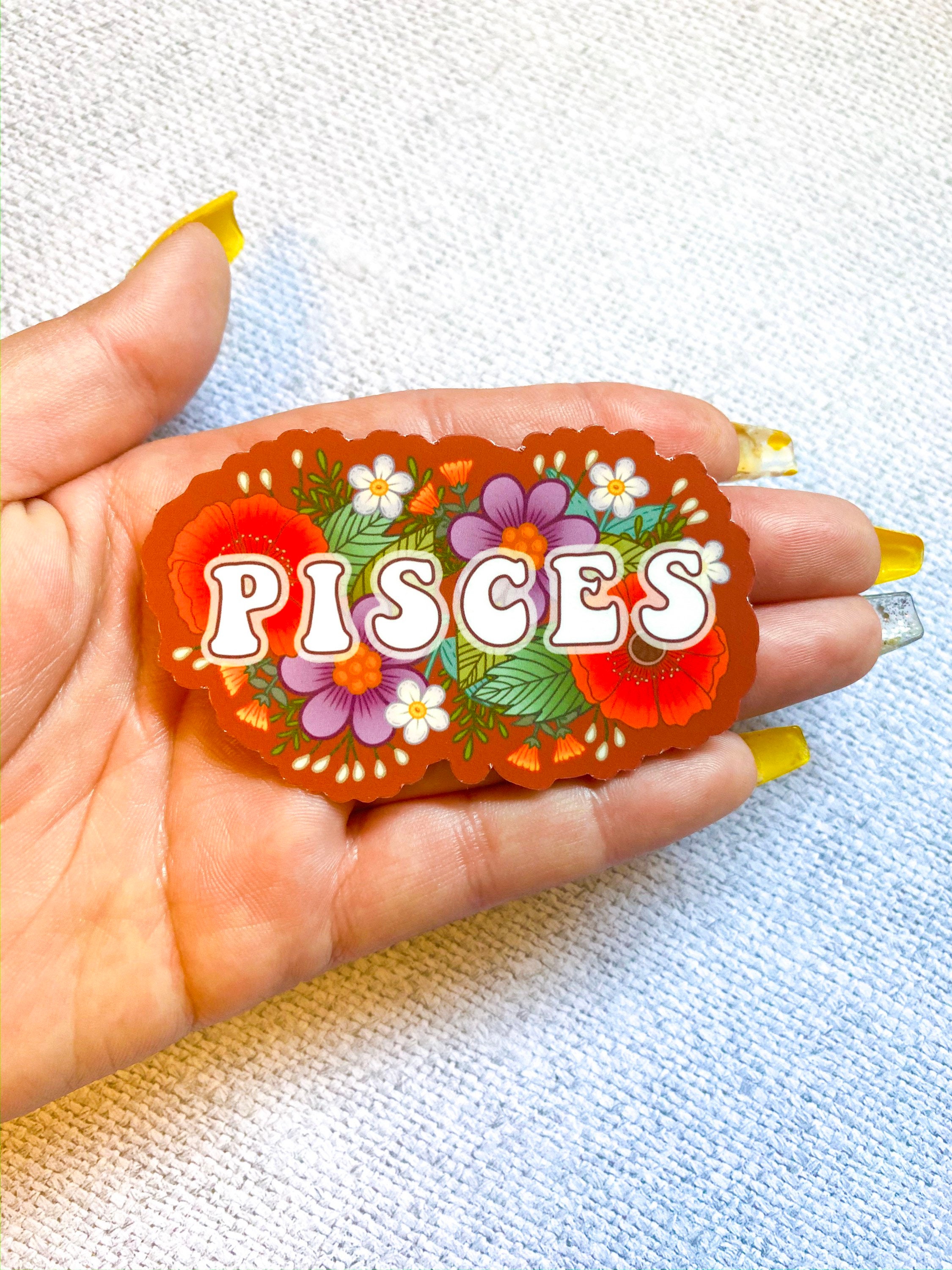 Pisces Sticker Zodiac Sticker Floral Pisces Sticker - Etsy