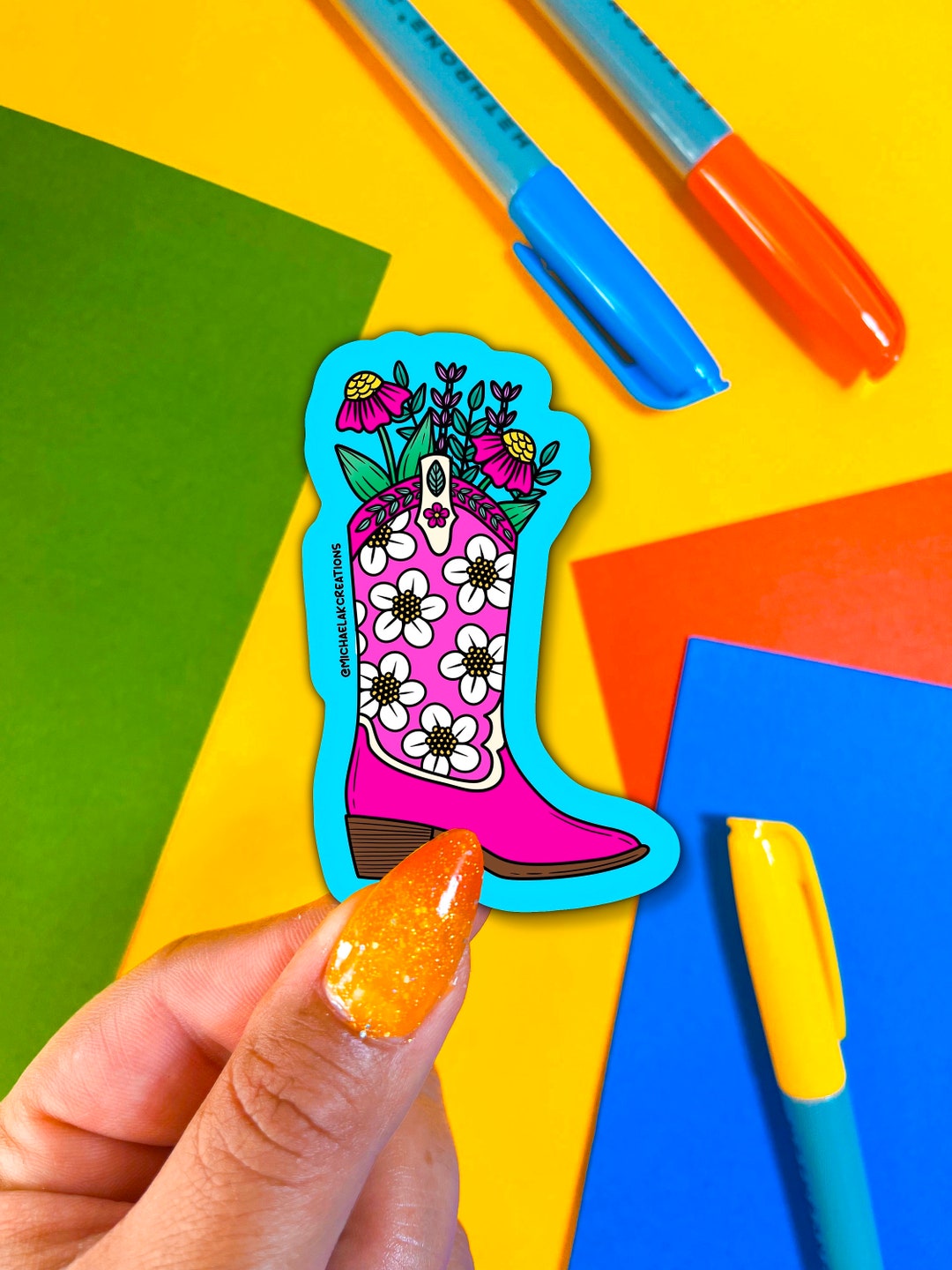 Pink Cowboy Boot Sticker ,stickers for Hydroflask,laptop Stickers,cute ...