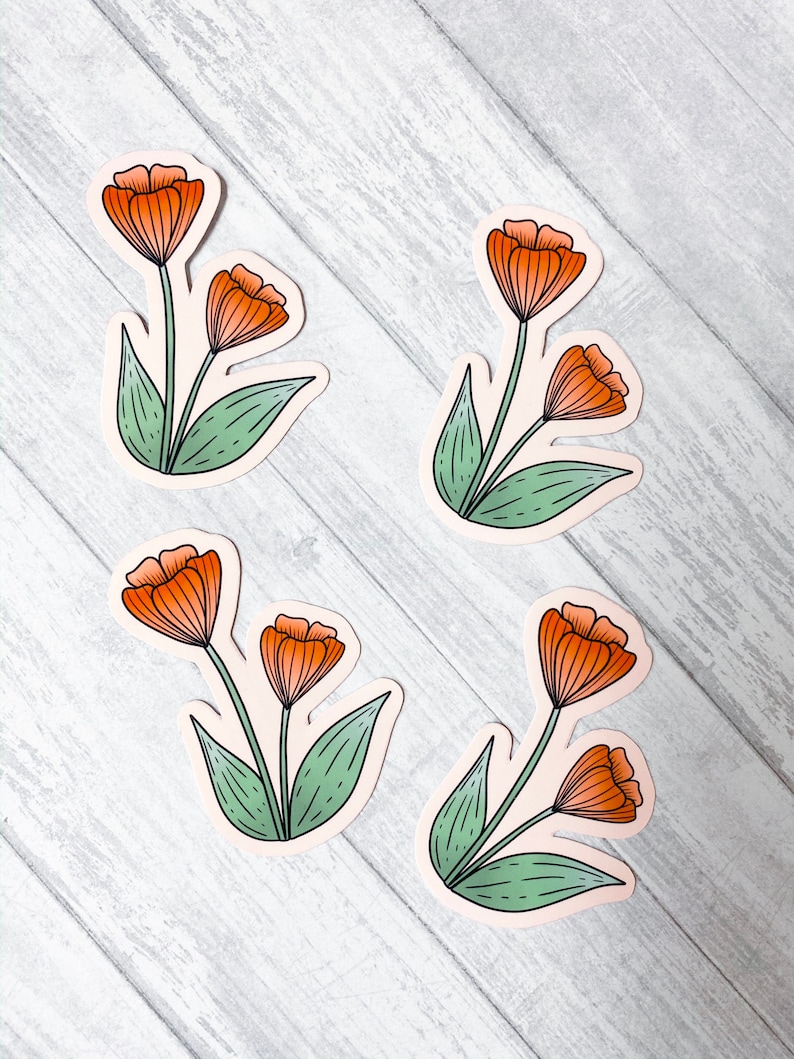 Orange Flower Sticker | Stickers for Hydroflask | Laptop Stickers ...