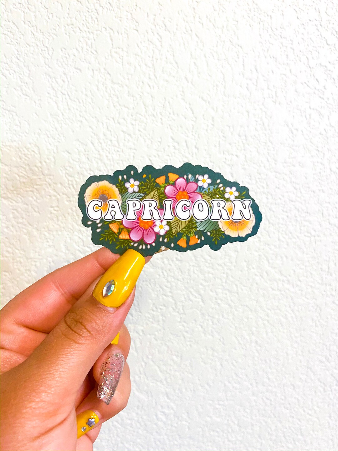 Capricorn Sticker| Zodiac Sticker | Floral Capricorn Sticker| Sticker ...
