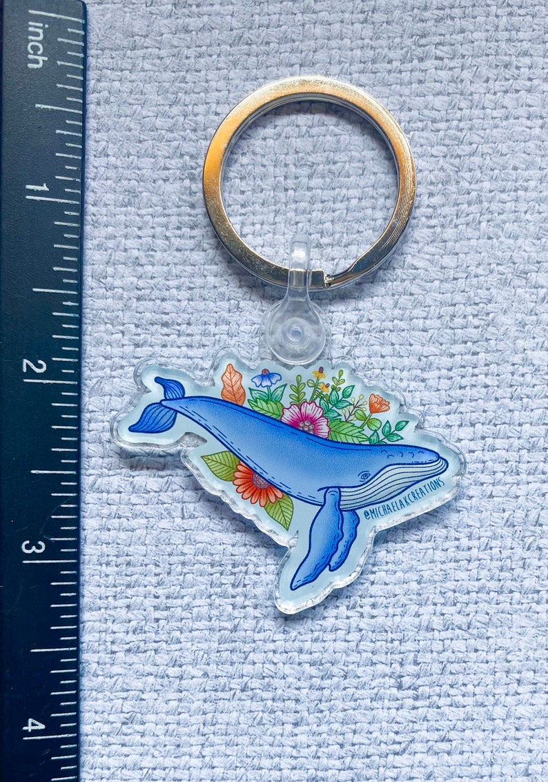 Whale Keychain | Whale Gift | Acrylic Keychain | Floral Keychain ...