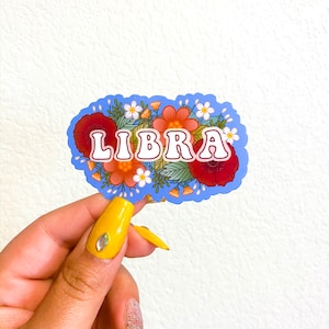 Libra Sticker| Zodiac Sticker | Floral Libra Sticker| Stickers for ...