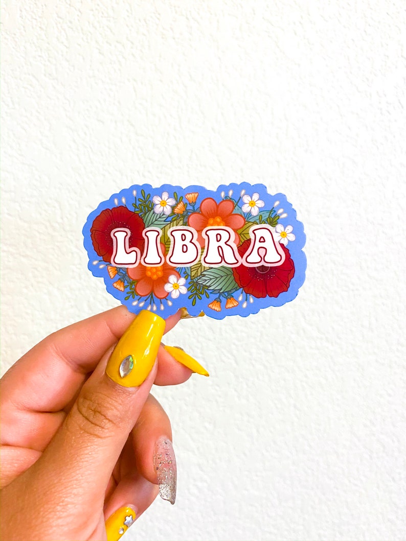 Libra Sticker| Zodiac Sticker | Floral Libra Sticker| Stickers for ...