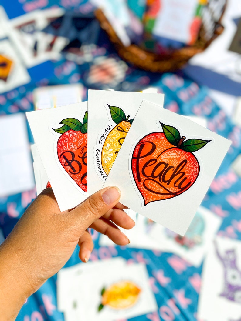 Peach Sticker Fruit Stickers Peachy Sticker Stickers for - Etsy