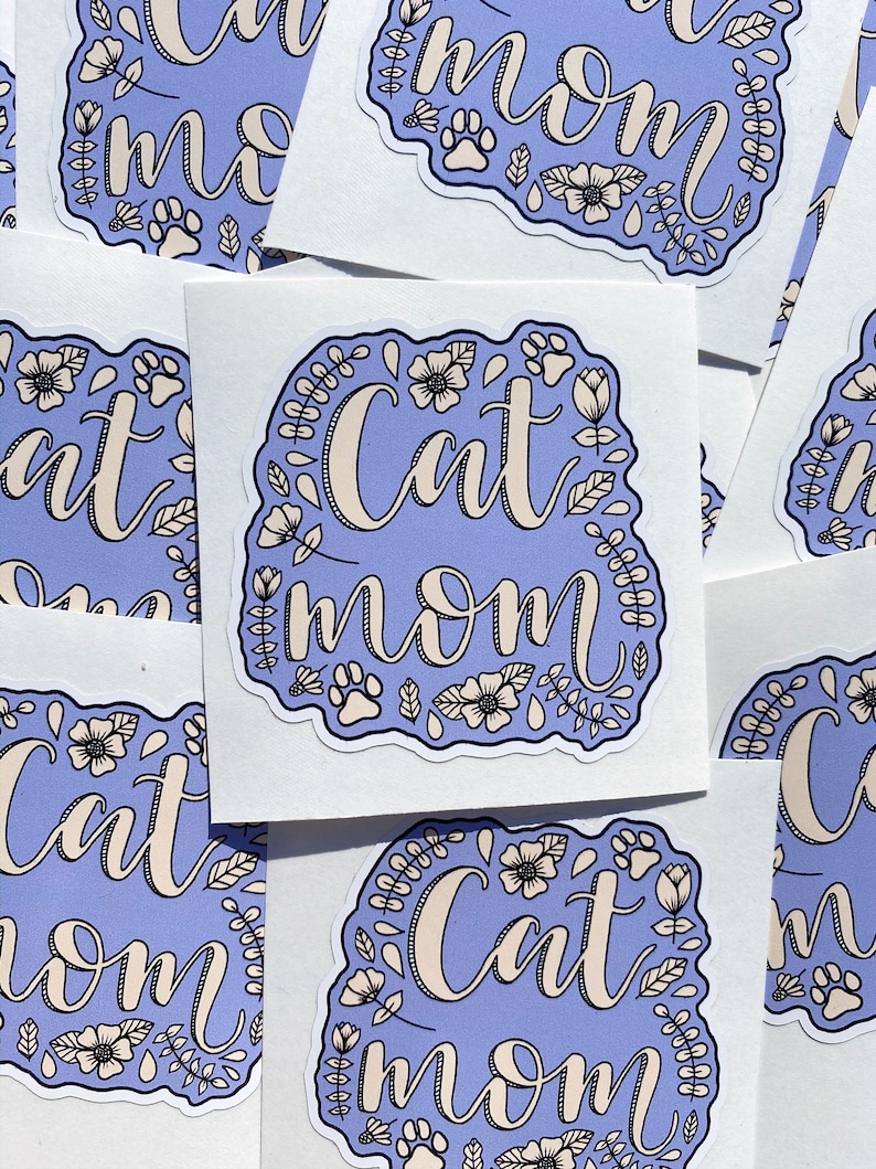 Cat Mom Vinyl Sticker Cat Sticker Stickers for Hydroflask - Etsy