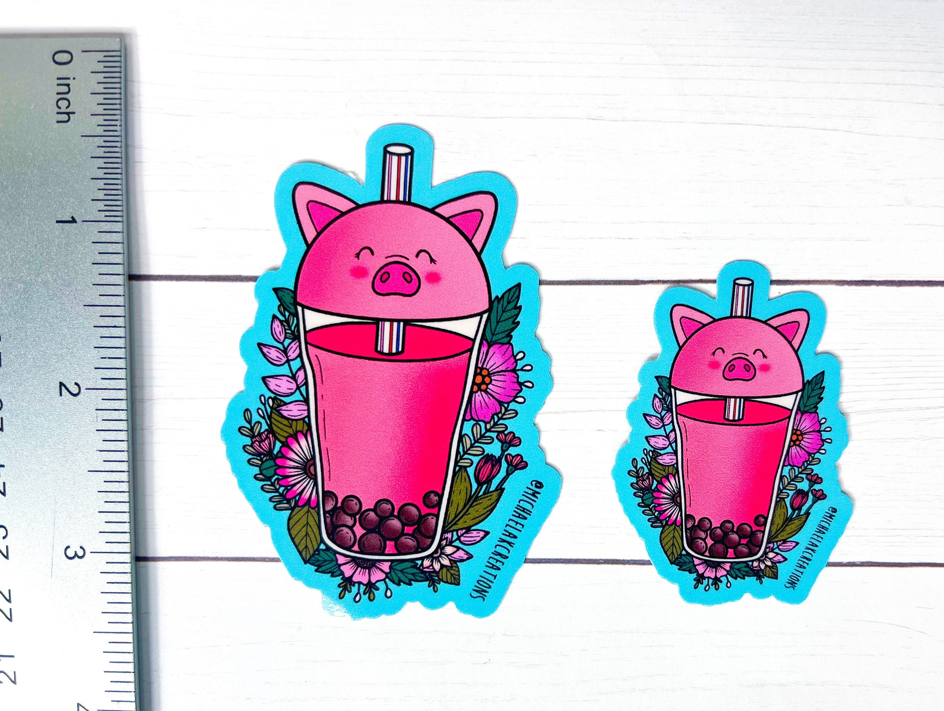 Boba Pig Stickerboba Animal Stickerboba Stickerstickers for - Etsy
