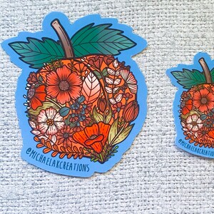 Peach Floral Sticker| Fruit Sticker| Peaches| Stickers for Hydroflask ...