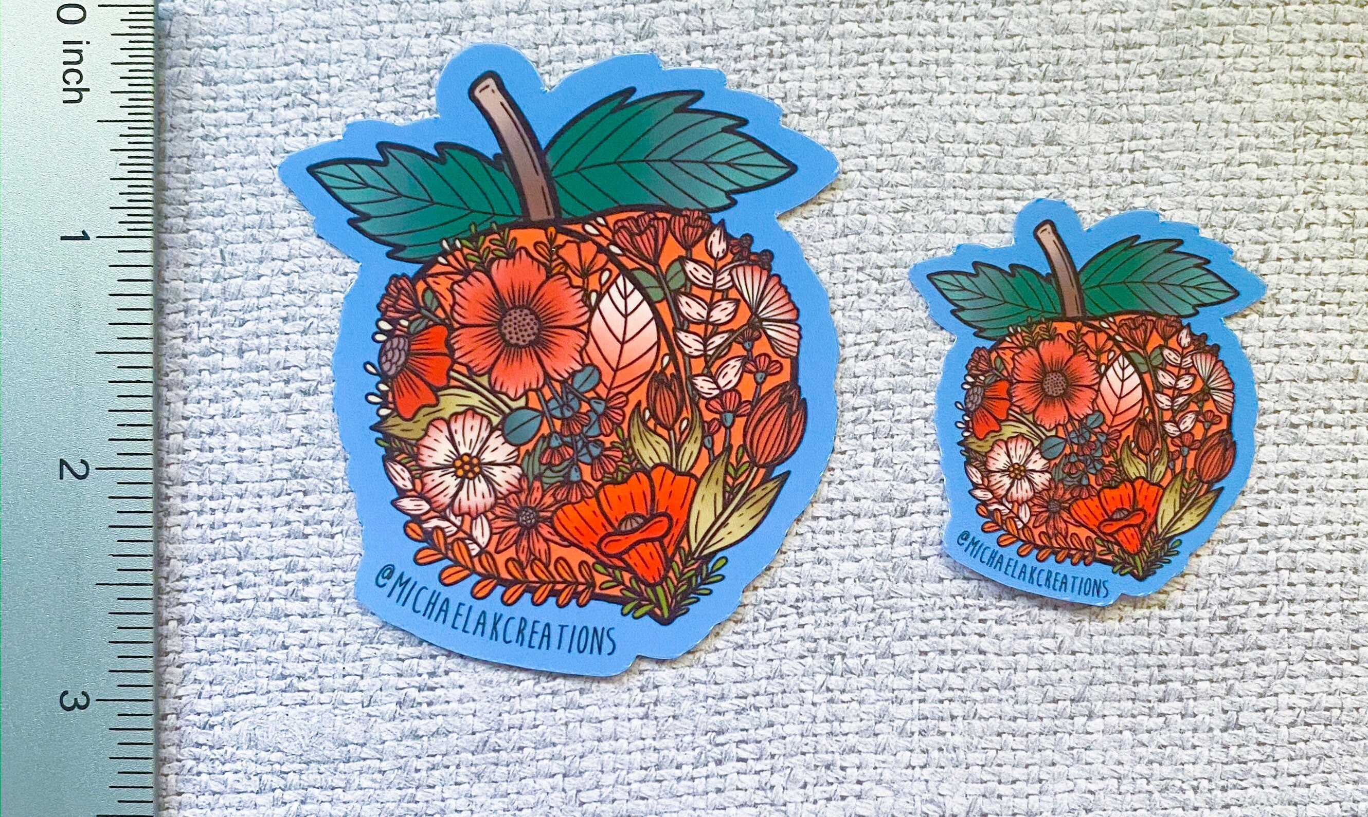 Peach Floral Sticker Fruit Sticker Peaches Stickers for | Etsy