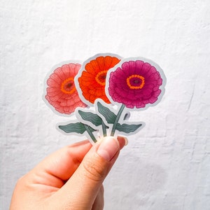 Zinnia Sticker | Flower Sticker | Stickers for Hydroflask | Laptop ...