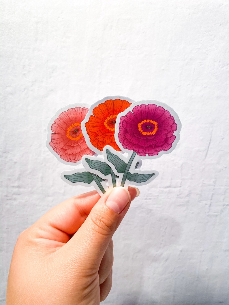 Zinnia Sticker Flower Sticker Stickers for Hydroflask - Etsy