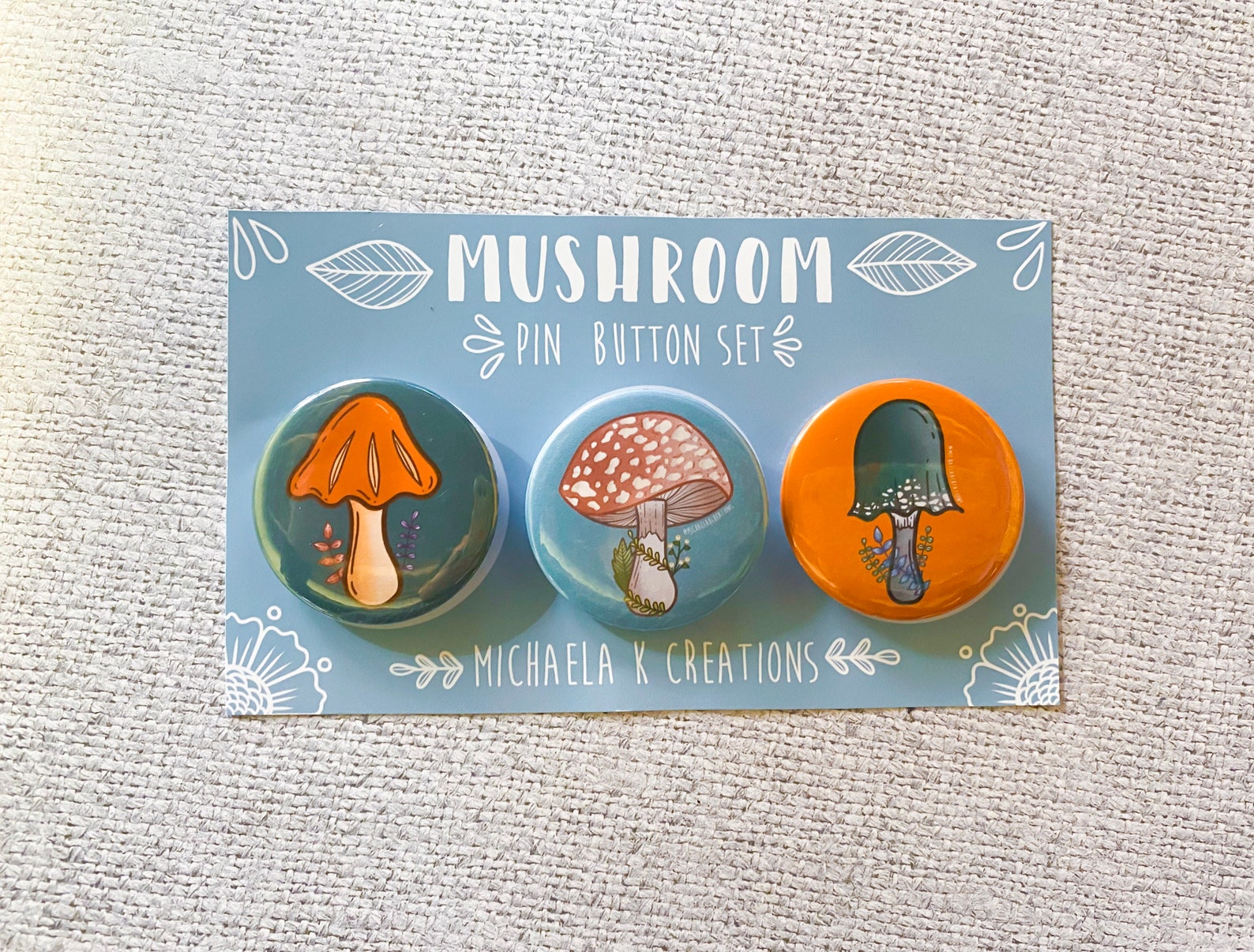 Mushroom Button Set Mushroom Buttons Mushroom Pins - Etsy