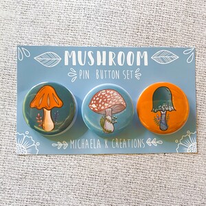 Mushroom Button Set | Mushroom Buttons | Mushroom Pins | Button Pins ...