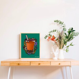 Thai Tea Art Print |boba Art Print|tea Art | Floral Wall Art | Living ...