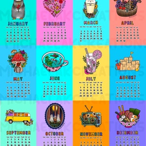 Sticker Calendars,stickers,stickers for Hydroflask,laptop Sticker,cute ...